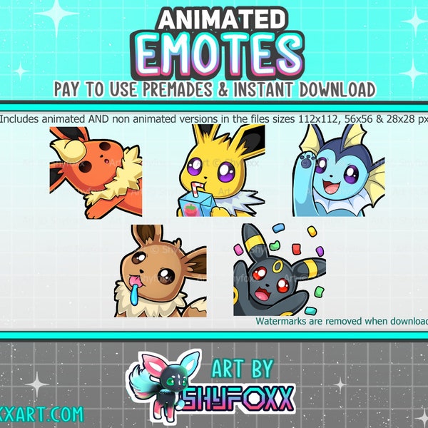 Animated Flareon Emotes - Etsy