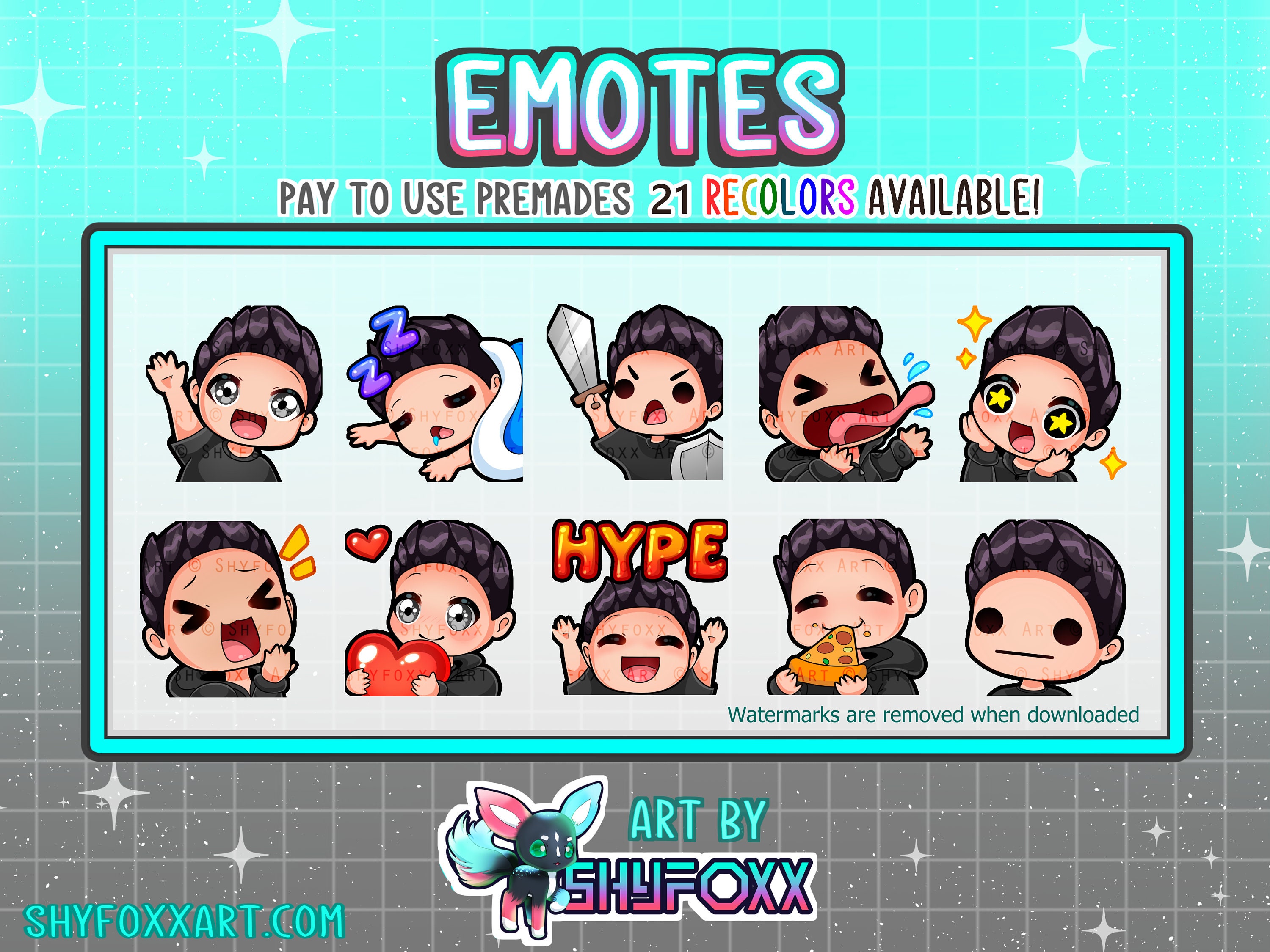 Black Spiked Hair Guy Emote Pack Premade for Twitch and | Etsy