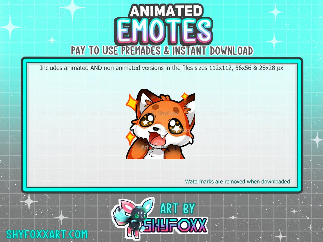 ANIMATED Fox Emote (starry Eyed)themed Digital Files for Twitch and ...