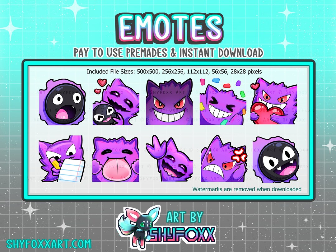 Gengar Haunter Ghastly Set of 10 Emotes Pokemon Themed Digital Files ...