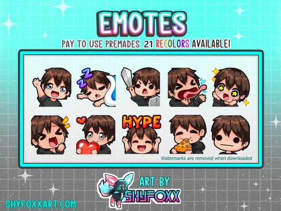 Brown Long Hair Guy Emote Pack Premade for Twitch and Discord | Etsy
