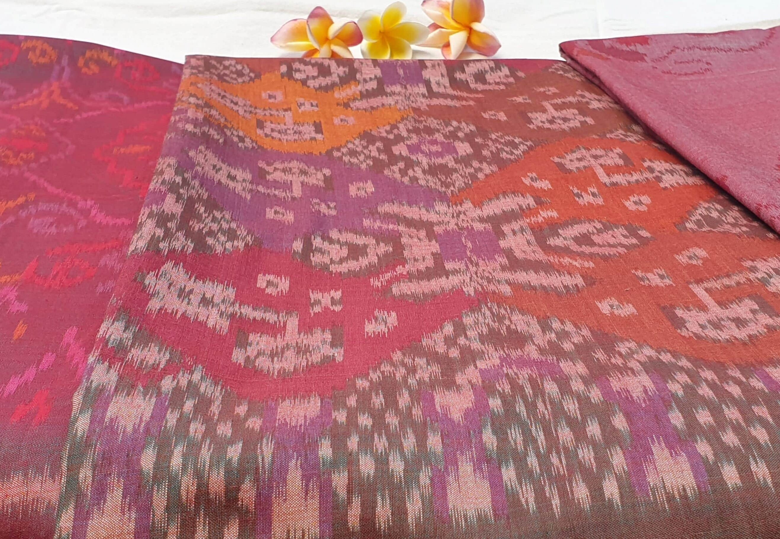 Long Soft Sarong Balinese Batik Endek, Traditional Woven Sarongs. Pink ...