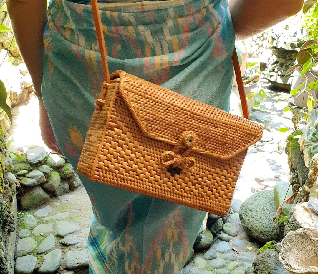 Rattan Woven Shoulder Bag, Rectangle Tas Ata Bag, Wicker Bali Bag ...