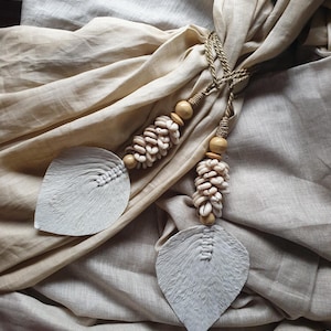 Curtain Tie Backs. Shell & Macrame Curtain Hold Backs for Beach Homes ...
