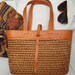 Natural Rattan Wicker Handbag With Leather Accents & Handles. Ata Grass ...