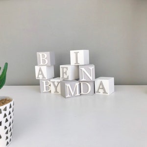 Custom Baby Name Baby Blocks Gender Neutral White Best Girl Gift ...