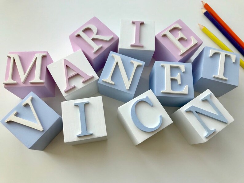 Custom Baby Name Baby Blocks Gender Neutral White Best Girl - Etsy