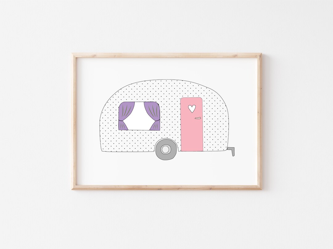 Vintage Caravan Retro Trailer Art Print / Printable Digital Instant ...