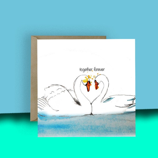 Swan Greeting Card - Etsy