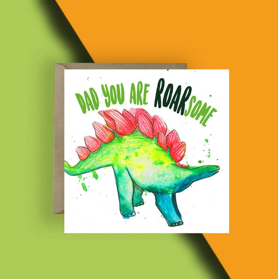 Paper Paper & Party Supplies Dad you are Roarsome Card Stegosaurus ...
