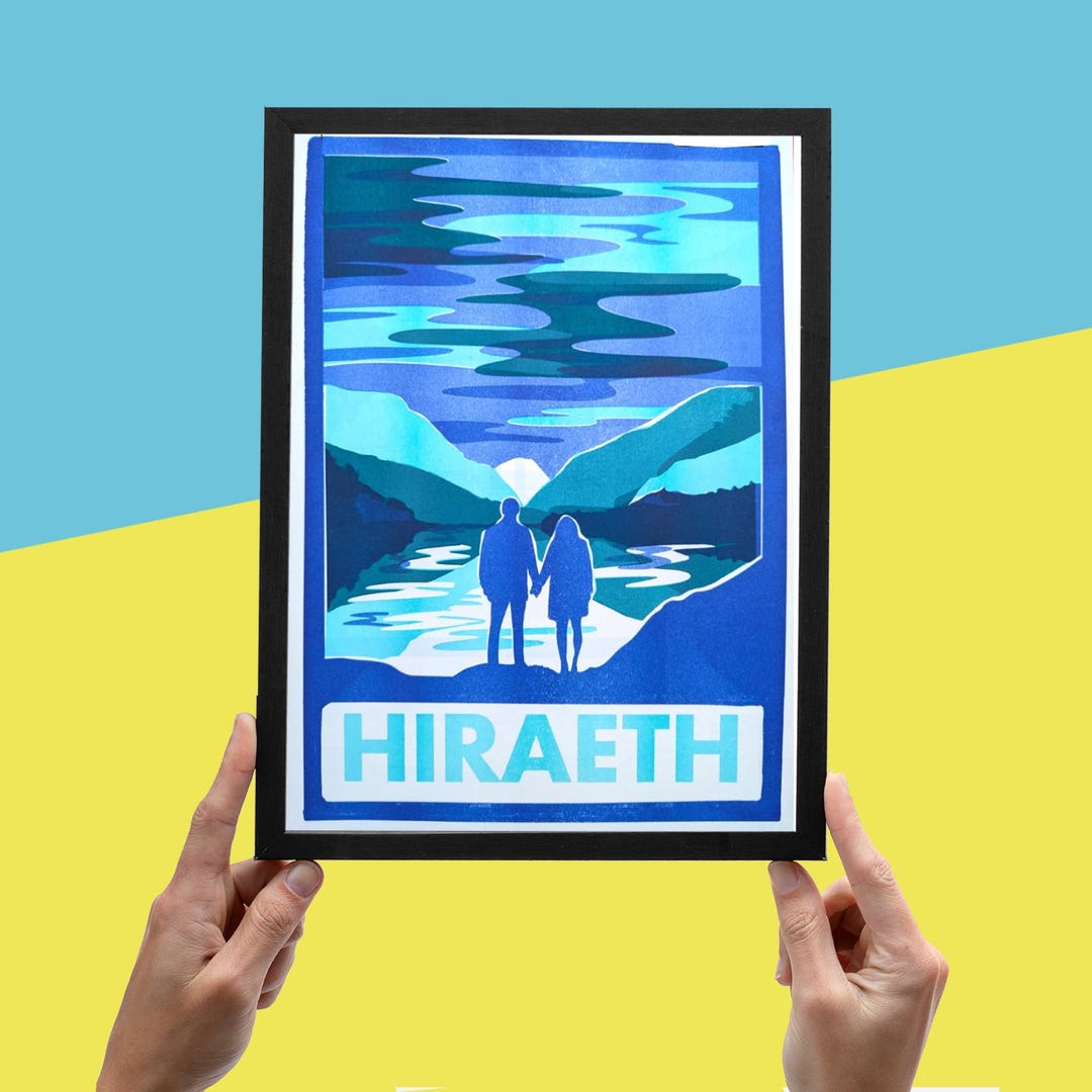Hiraeth Risograph A4 Print // Welsh Homesick Art // Welsh Wall Art - Etsy