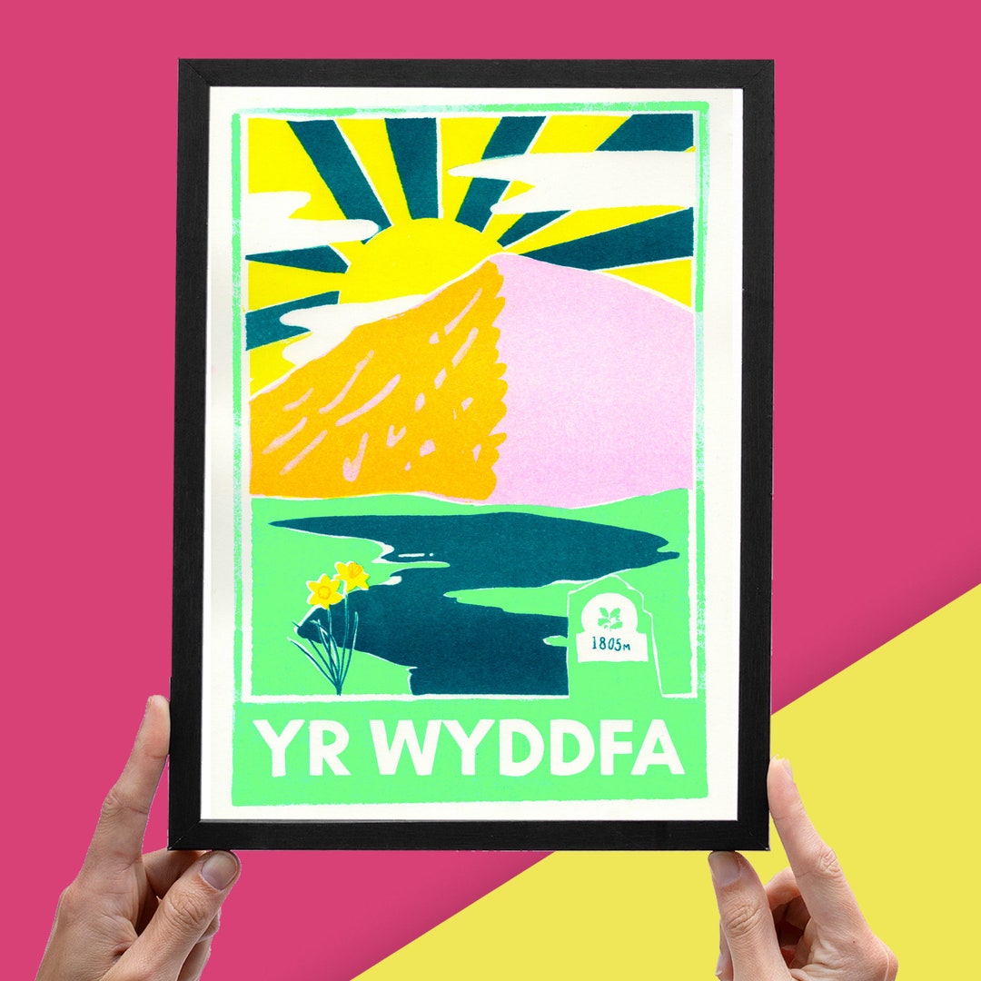 Yr Wyddfa Snowdon Risograph A4 Print // Mountain Print // Welsh Wall ...
