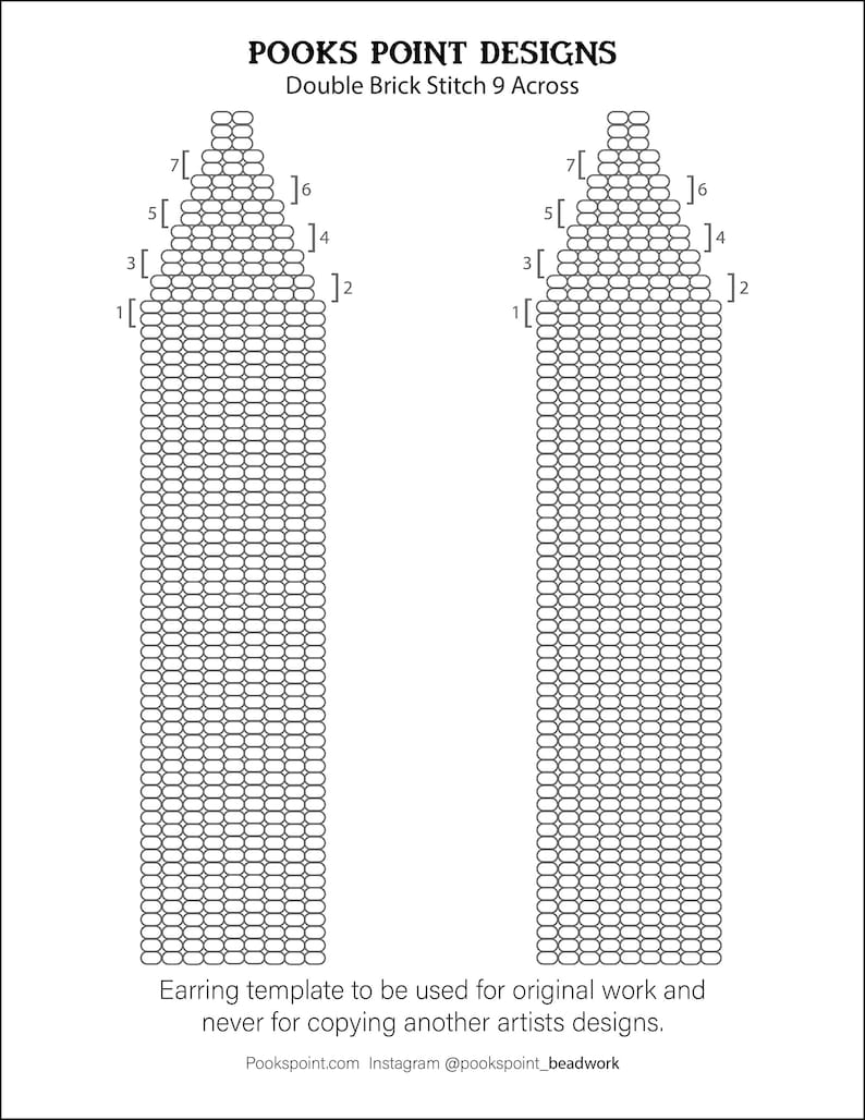 Beaded Earring Template 9 Rows Across Miyuki Sized Beads Bead Pattern ...