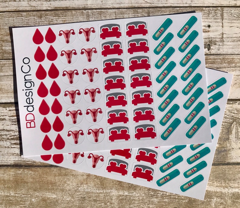 56 Pregnancy Planner Stickers: Period, Ovulation, Sex and Pregnancy ...