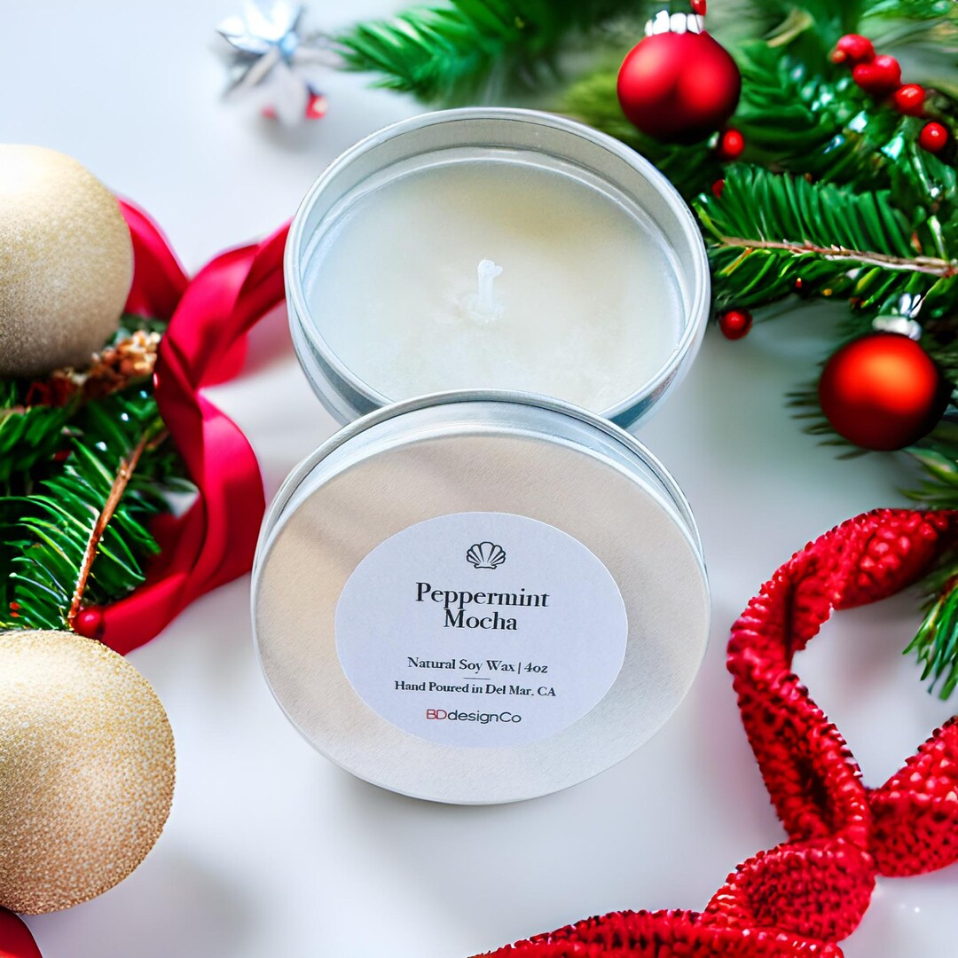 Peppermint Mocha Soy Candle 4 Oz Tin - Etsy