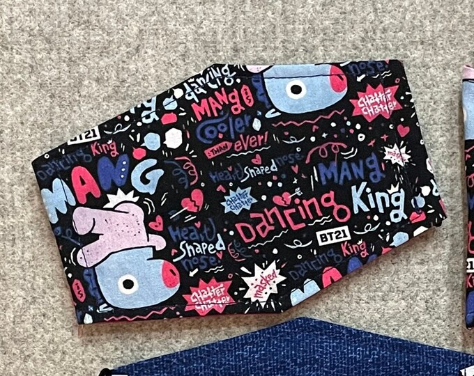 Masked MANG Jhope BTS BT21 Cotton 3D Style Face Covering With Filter ...