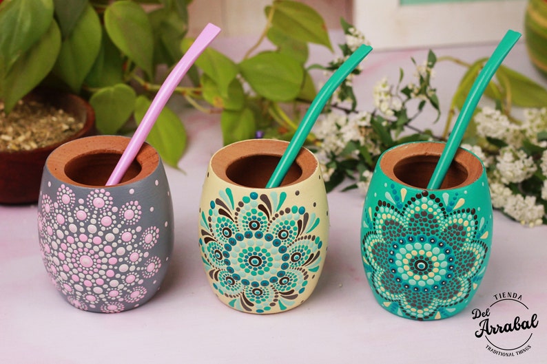 Mandalas Wooden Mate Cup Hand Painted. Limited Edition Dot Art Paintig ...