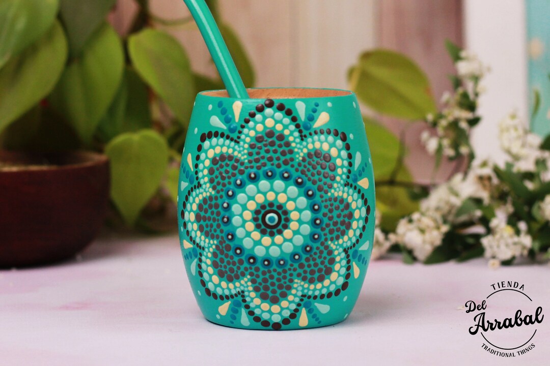 Mandalas Wooden Mate Cup Hand Painted. Limited Edition Dot Art Paintig ...