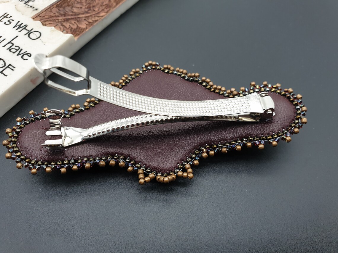 Large Brown Beaded Crystal Hair Clip Hair Clip for Women Handmade ...