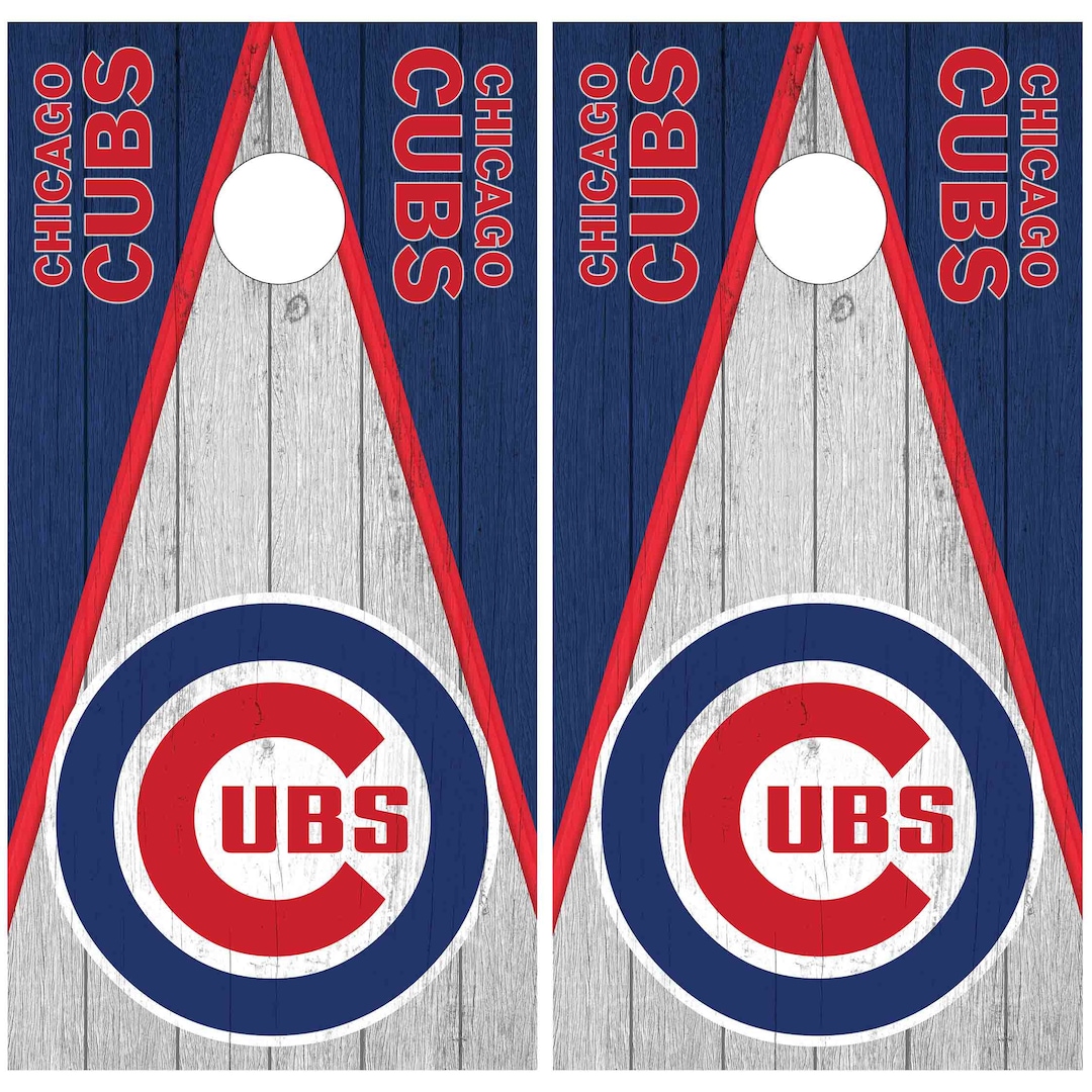 Chicago Cubs Cornhole Board Wraps, Set of 2 Wood Texture Bag Toss Board ...