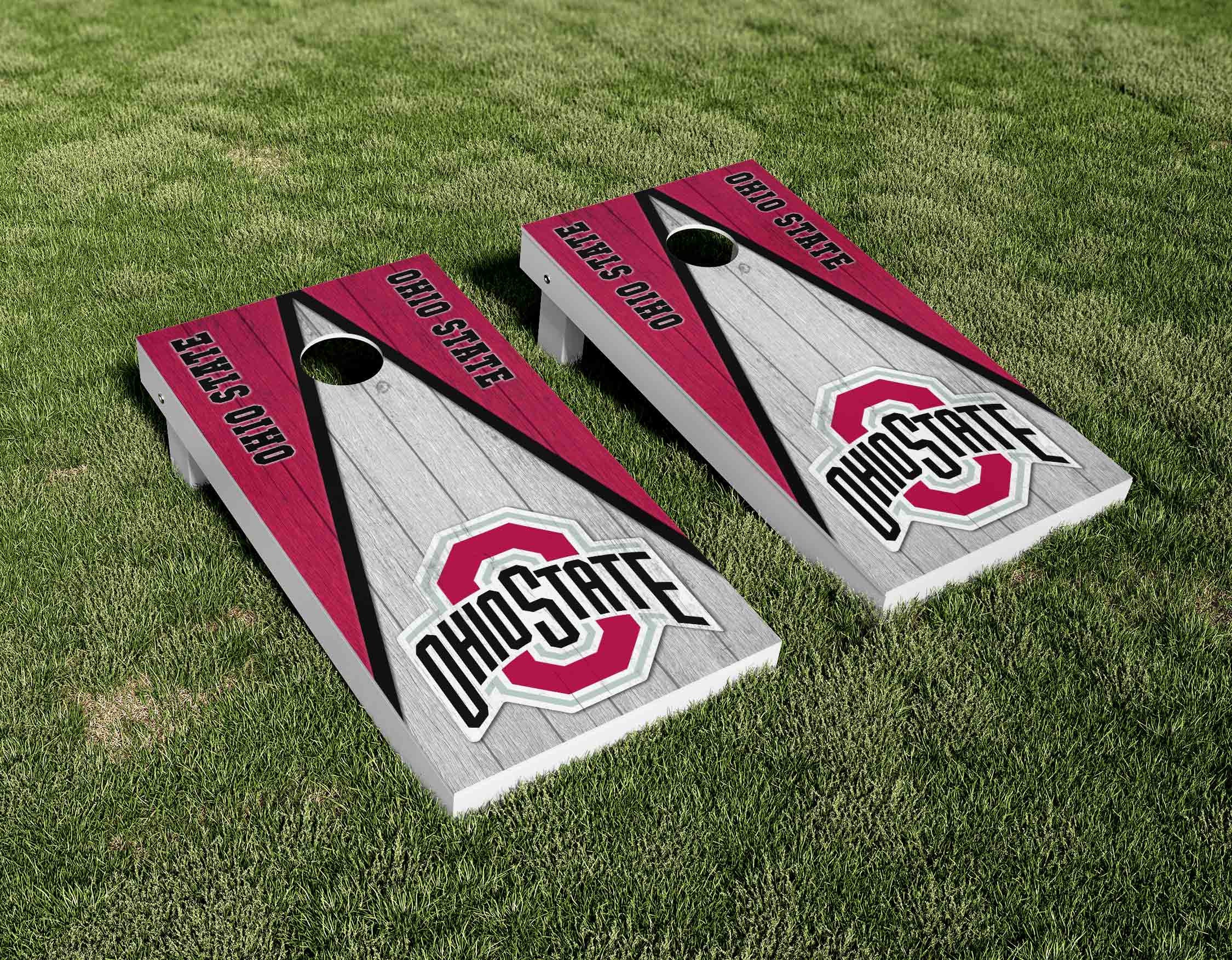 Ohio State Cornhole Board Decals, Set of 2 Wood Texture Bag Toss Board ...