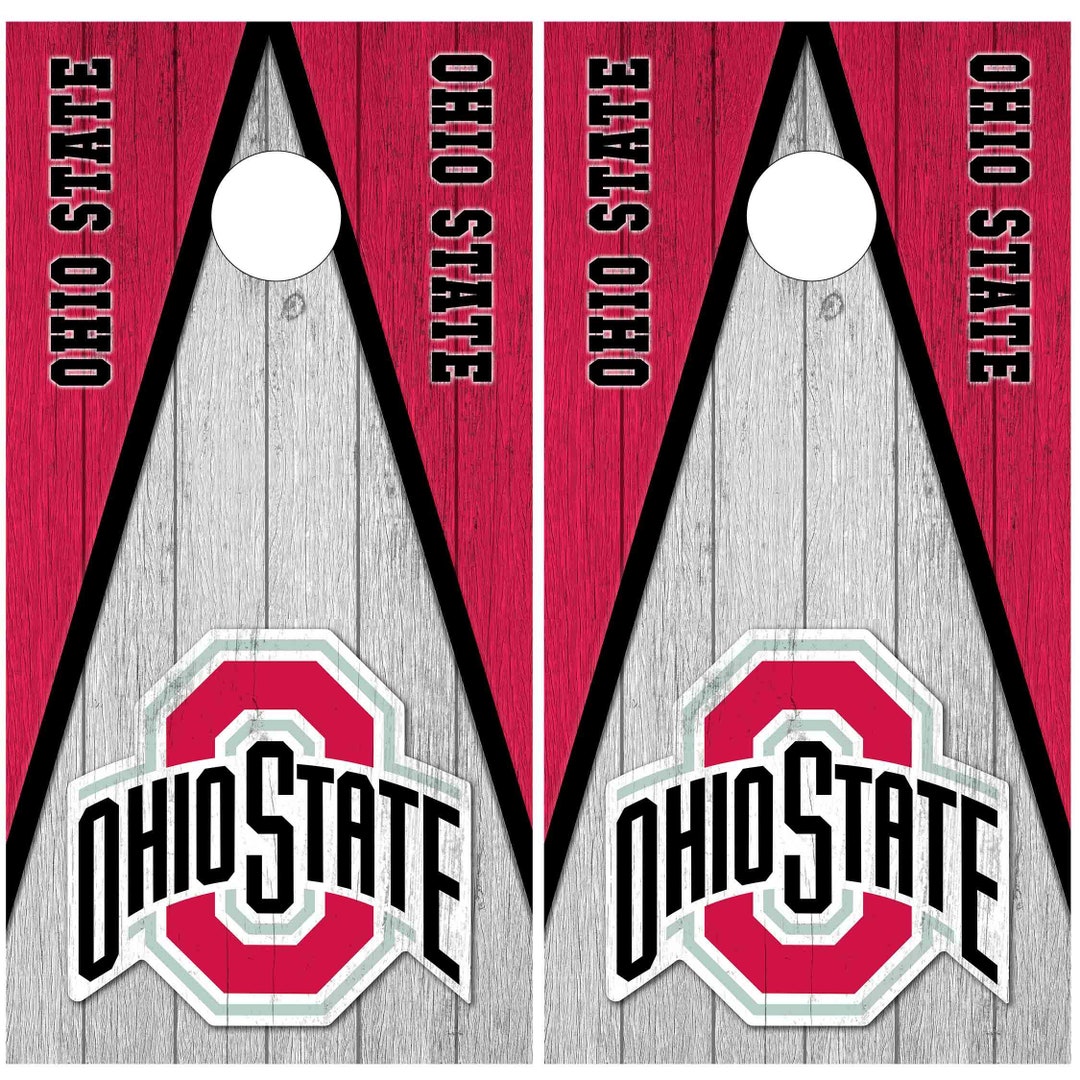 Ohio State Cornhole Board Decals, Set of 2 Wood Texture Bag Toss Board ...