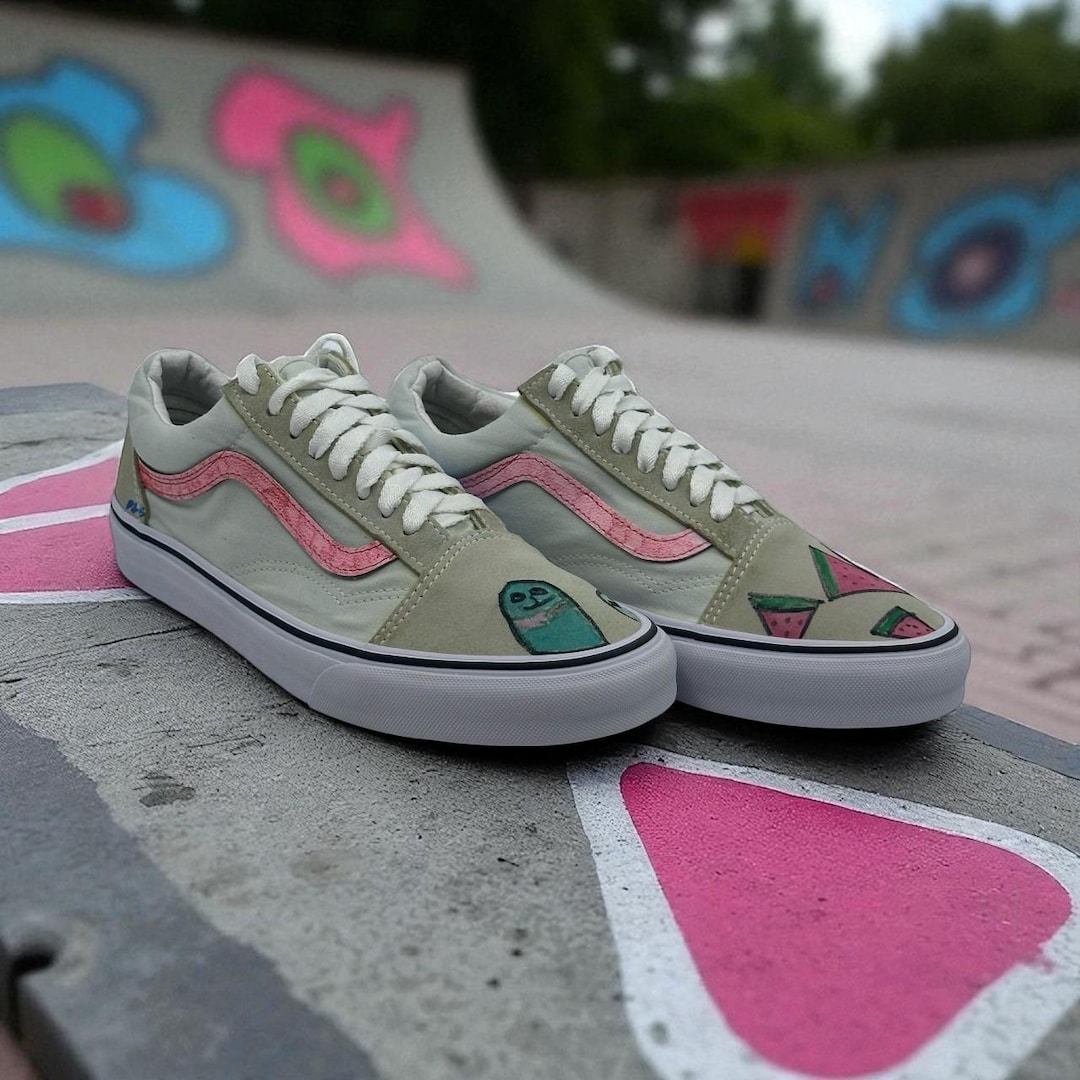 Custom Hand Painted Vans Old Skool Watermelon Sneakers US Men's 7.5 ...