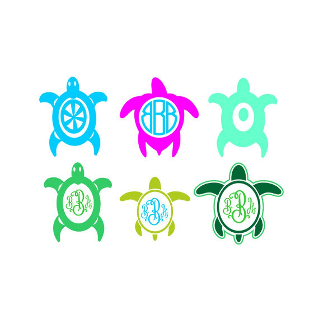 Turtle Svg Turtle Monogram Svg Turtle Files Cutting Template - Etsy