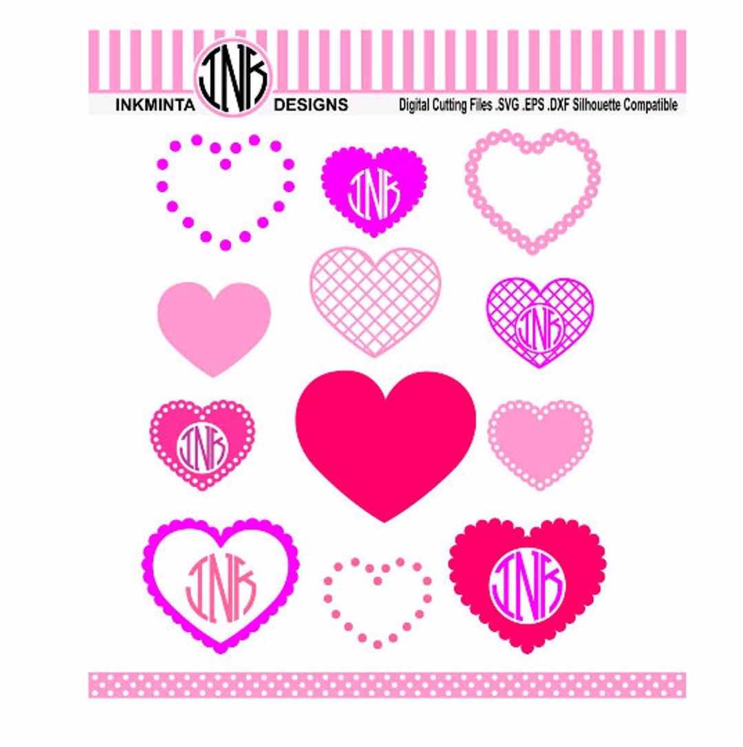 Heart Svg Love Svg Files Heart Monogram Dxf Instant Download - Etsy