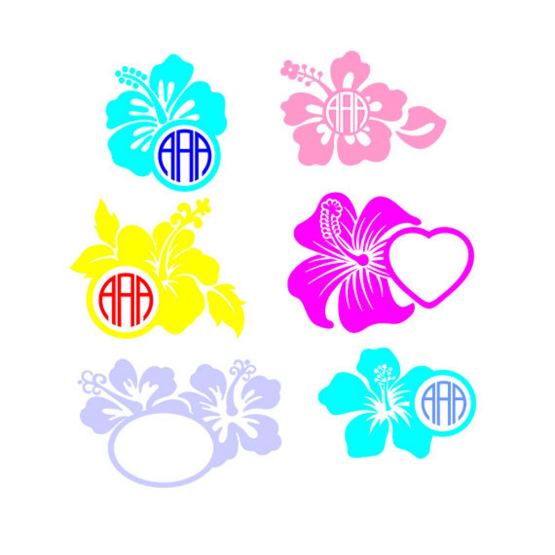 Digital File Hibiscus Monogram Monogram Hibiscus Cutting - Etsy
