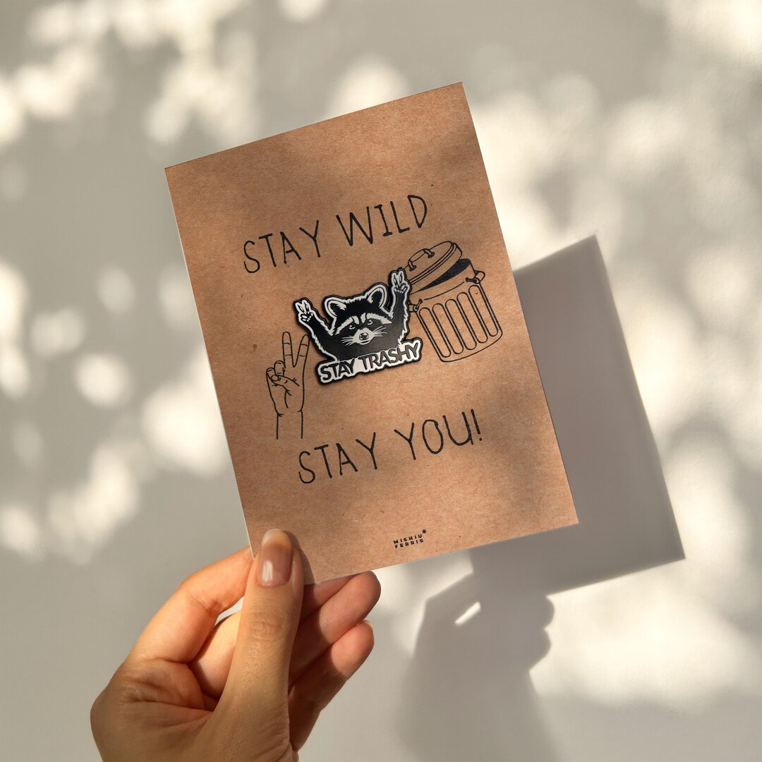 Raccoon Enamel Pin Badge Greeting Card for Friend, You're a Star Card ...