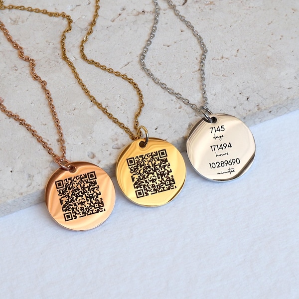 Qr Code Necklace Birthday - Etsy