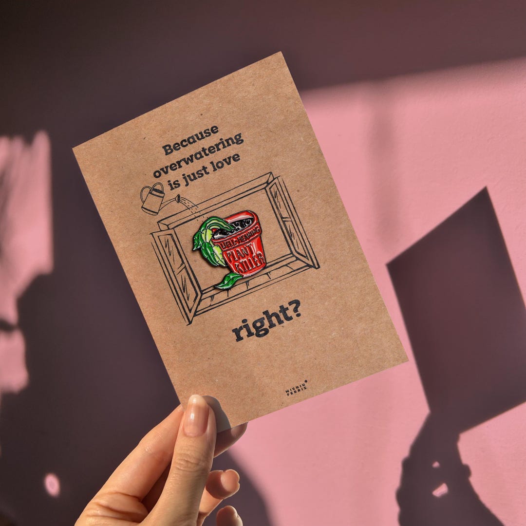 Plant Enamel Pin Badge Greeting Card for Friend, Lapel Pin Funny Brooch ...