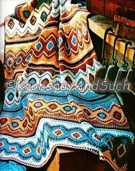 Turquoise Bird Crochet Afghan Pattern Southwest Style Blanket Instant ...