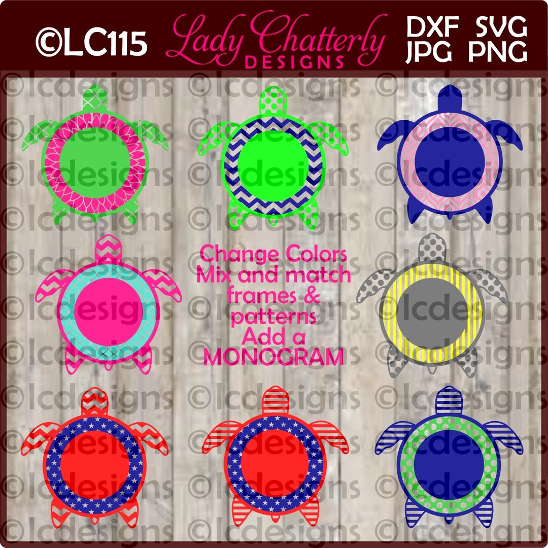 LC115 - Sea Turtle Monogram Frames and Patterns - Etsy