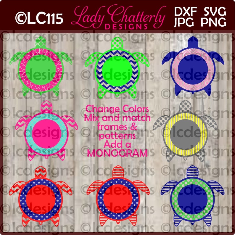 LC115 Sea Turtle Monogram Frames and Patterns - Etsy