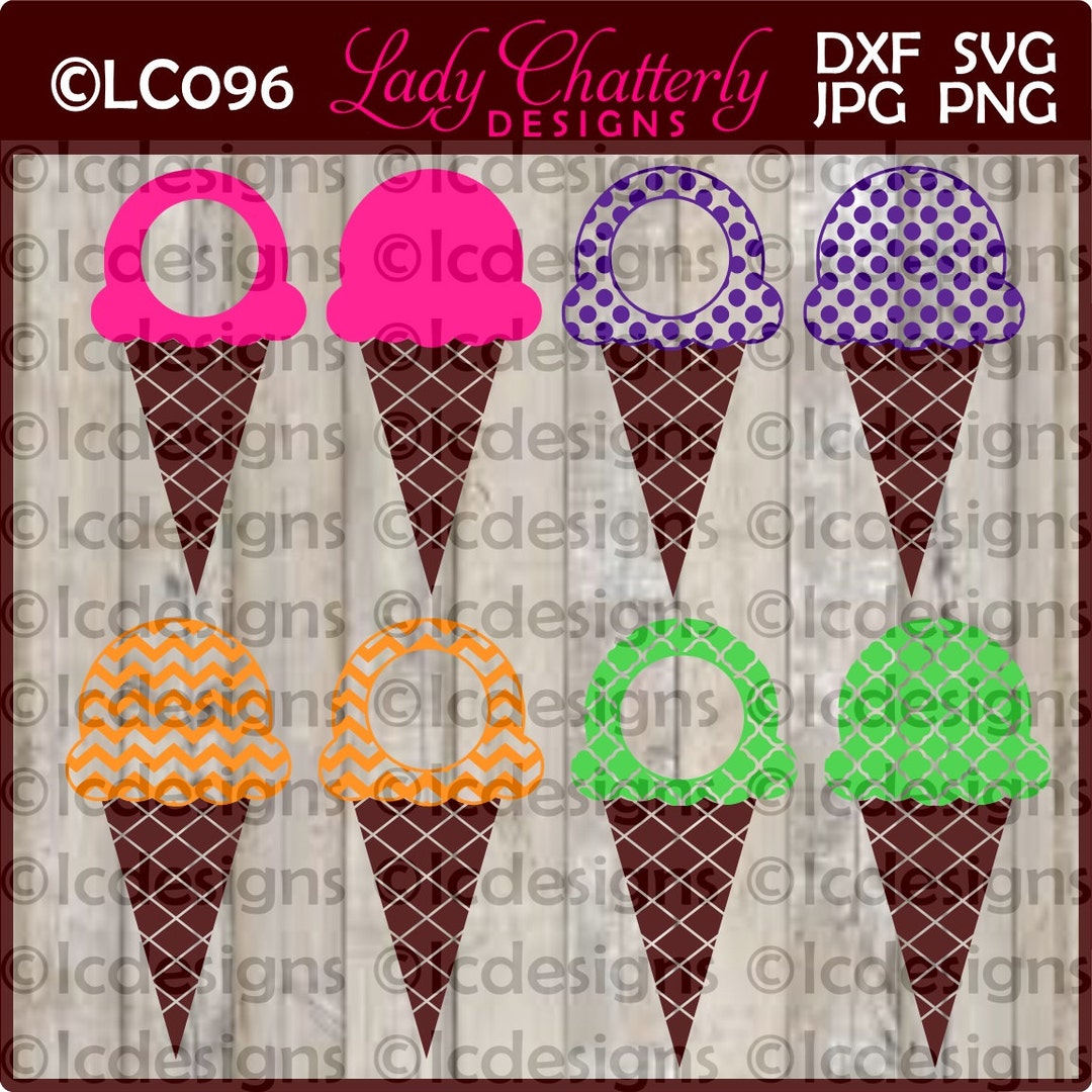 LC096 - Summer Treats Monogram Ice Cream Cone Frames - Etsy