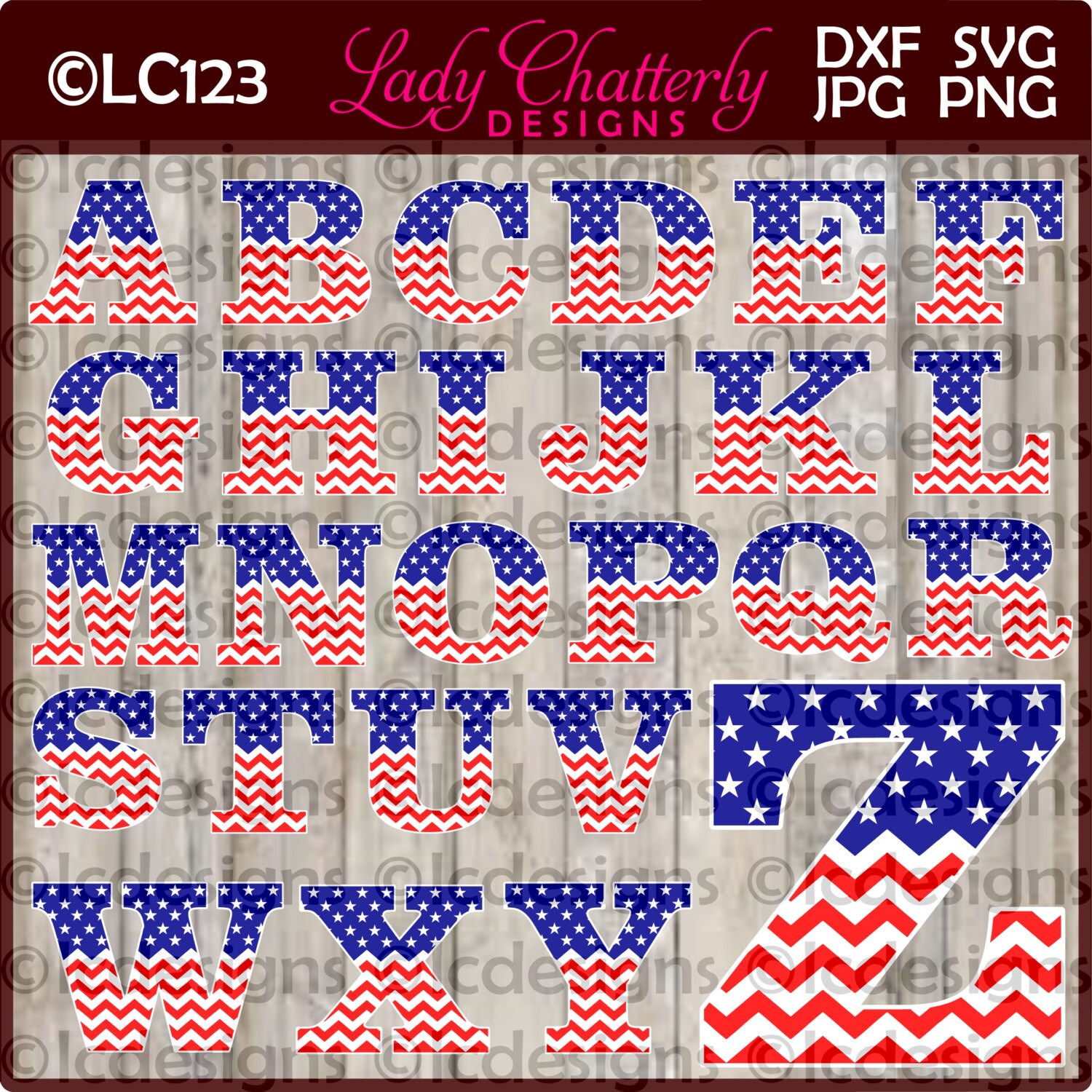 LC123 - Stars and Chevron Patriotic Alphabet - Etsy