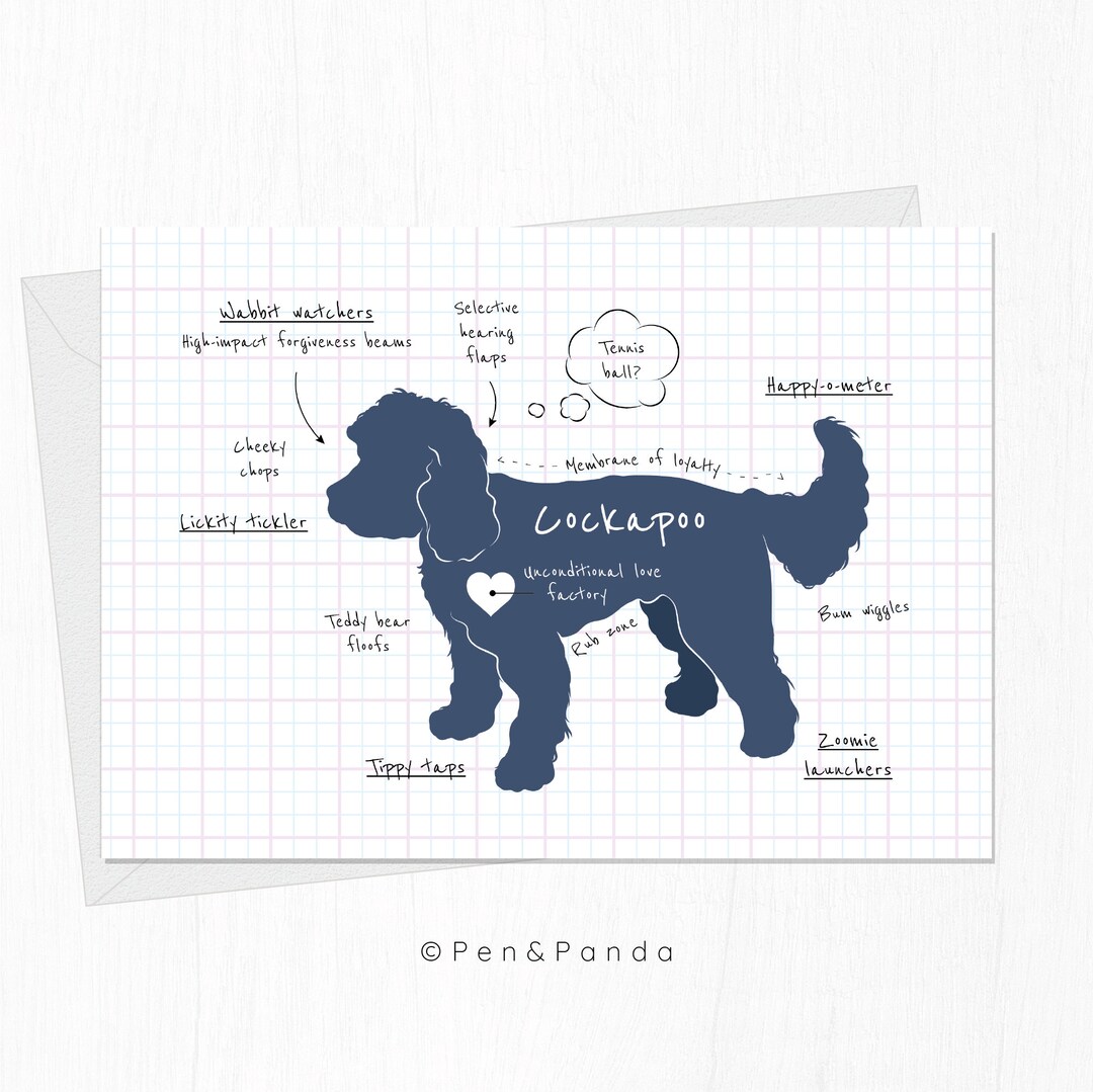 Anatomy of a Cockapoo Illustrated Greeting Card Funny Dog Card Cute Dog ...