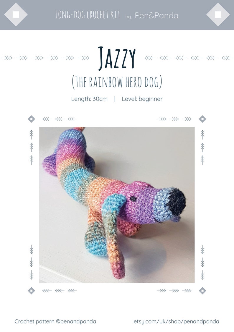 Sausage Dog Crochet Pattern, Instant PDF Download, Rainbow Amigurumi ...