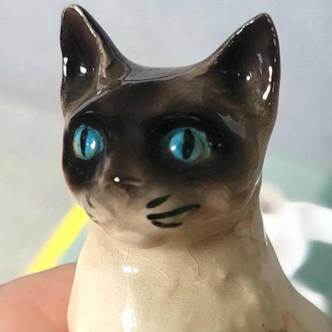 Vintage Siamese Bone China Cat Figurine - Etsy