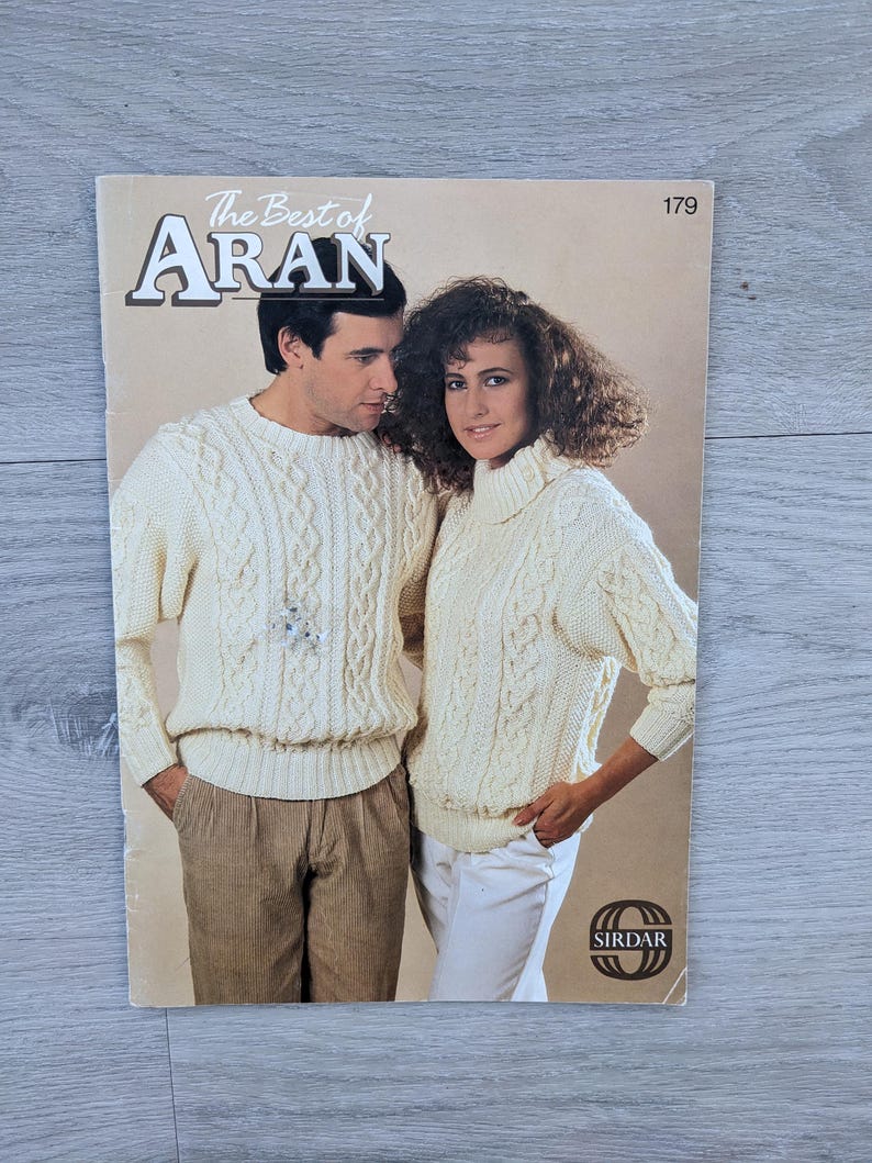 Vintage Aran Knitting Pattern: Family Sweaters, Cardigans, Jackets - Etsy