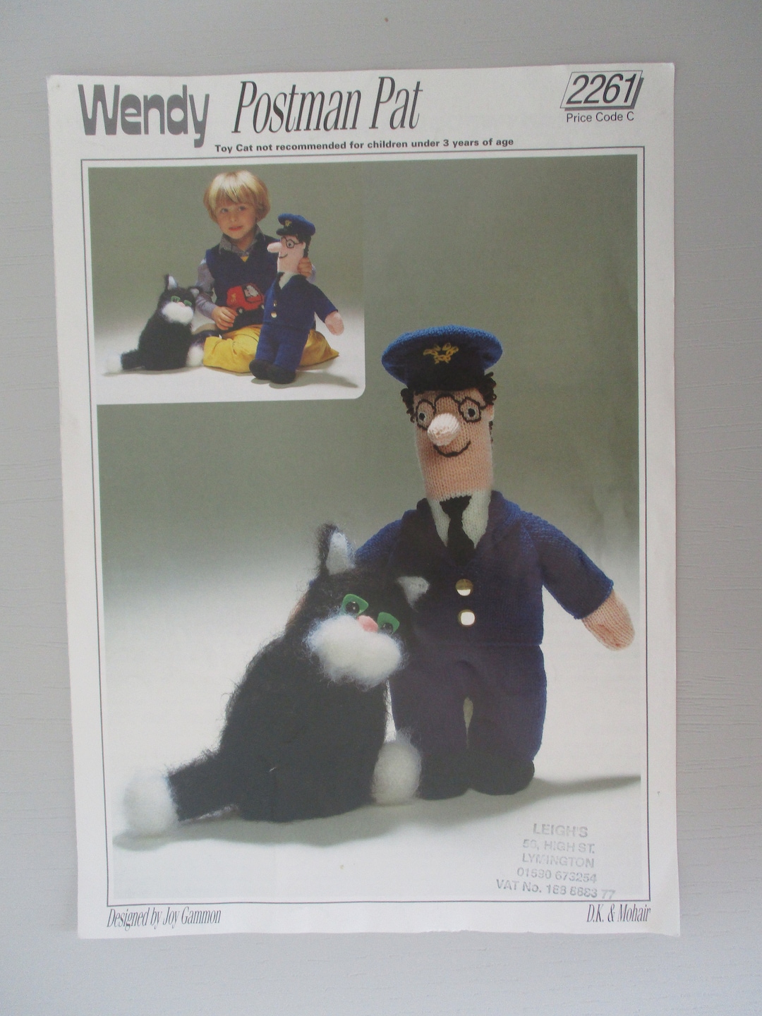 Postman Pat, Black and White Cat, Toy Knitting Pattern, Jess Cat ...