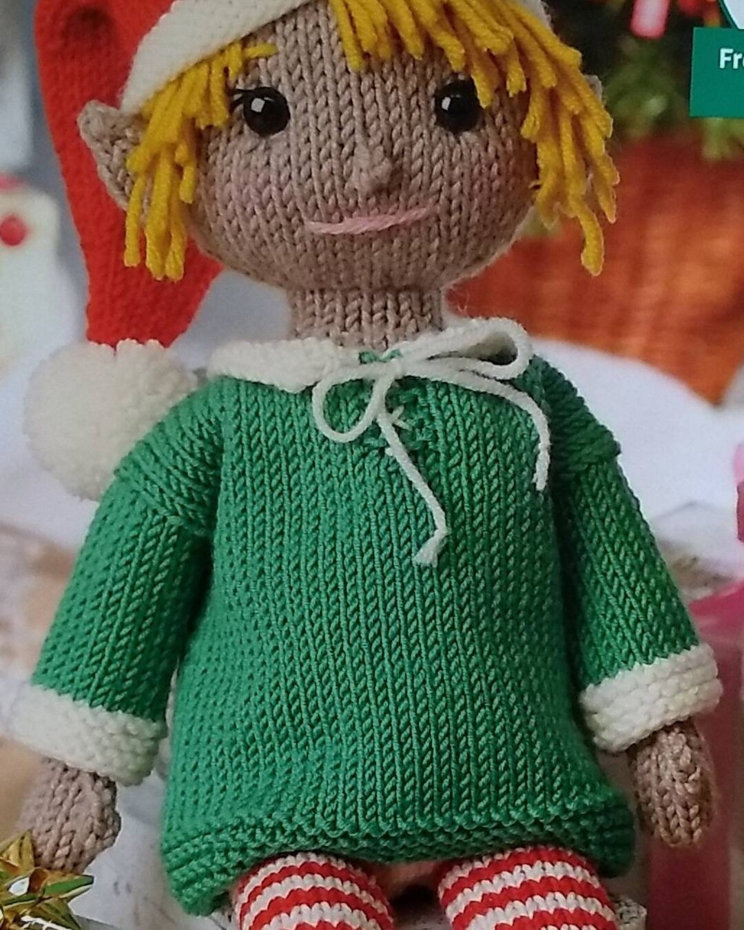 Holly the Elf Knitting Pattern: Aran Doll Clothes, Tunic, Hat, Boots ...