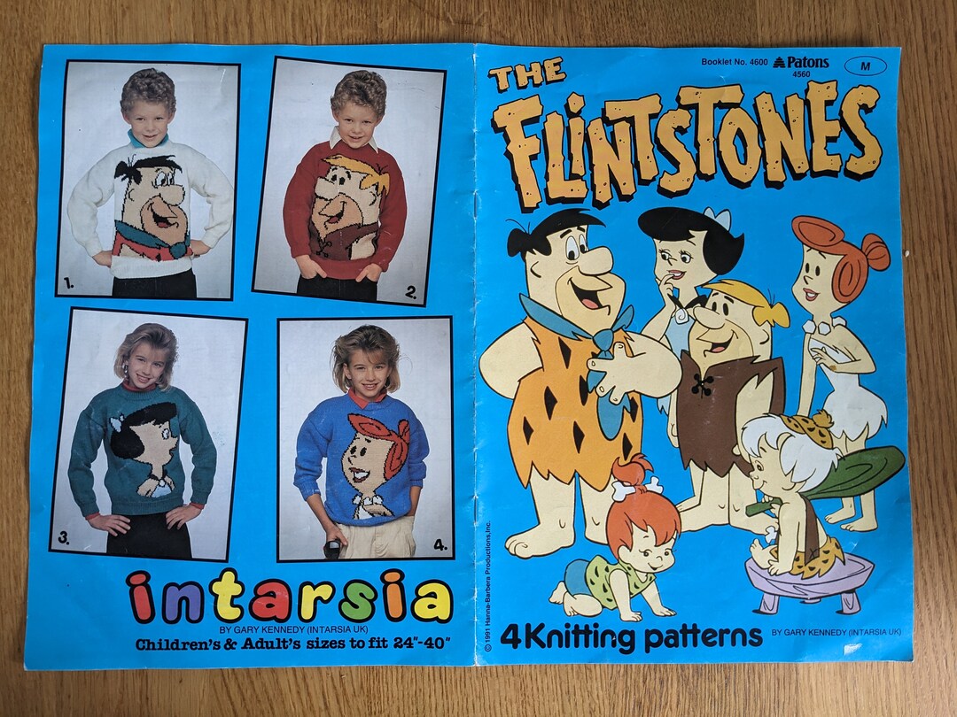 Flintstones Knitting Pattern, Fred, Wilma, Barney Rubble, Betty, Patons ...