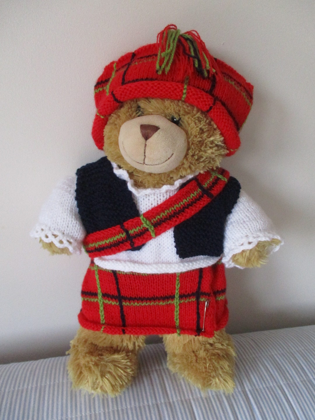 Tartan Teddy Bear Outfit: Scottish Kilt, Tam O'shanter, Sizes 16" Tall ...
