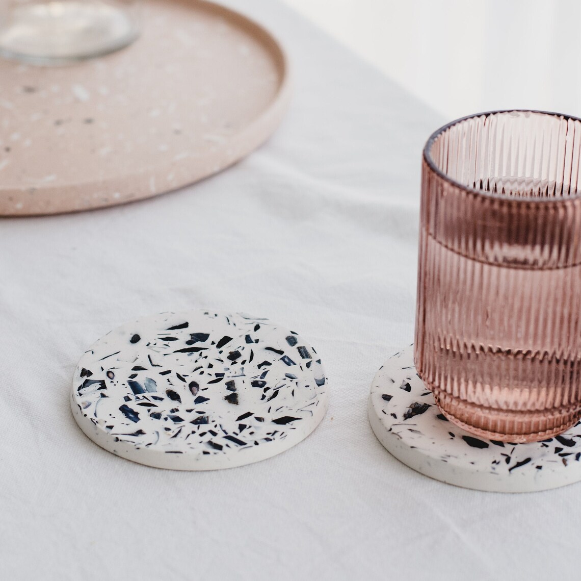Terrazzo mussel shell and resin coaster | Etsy