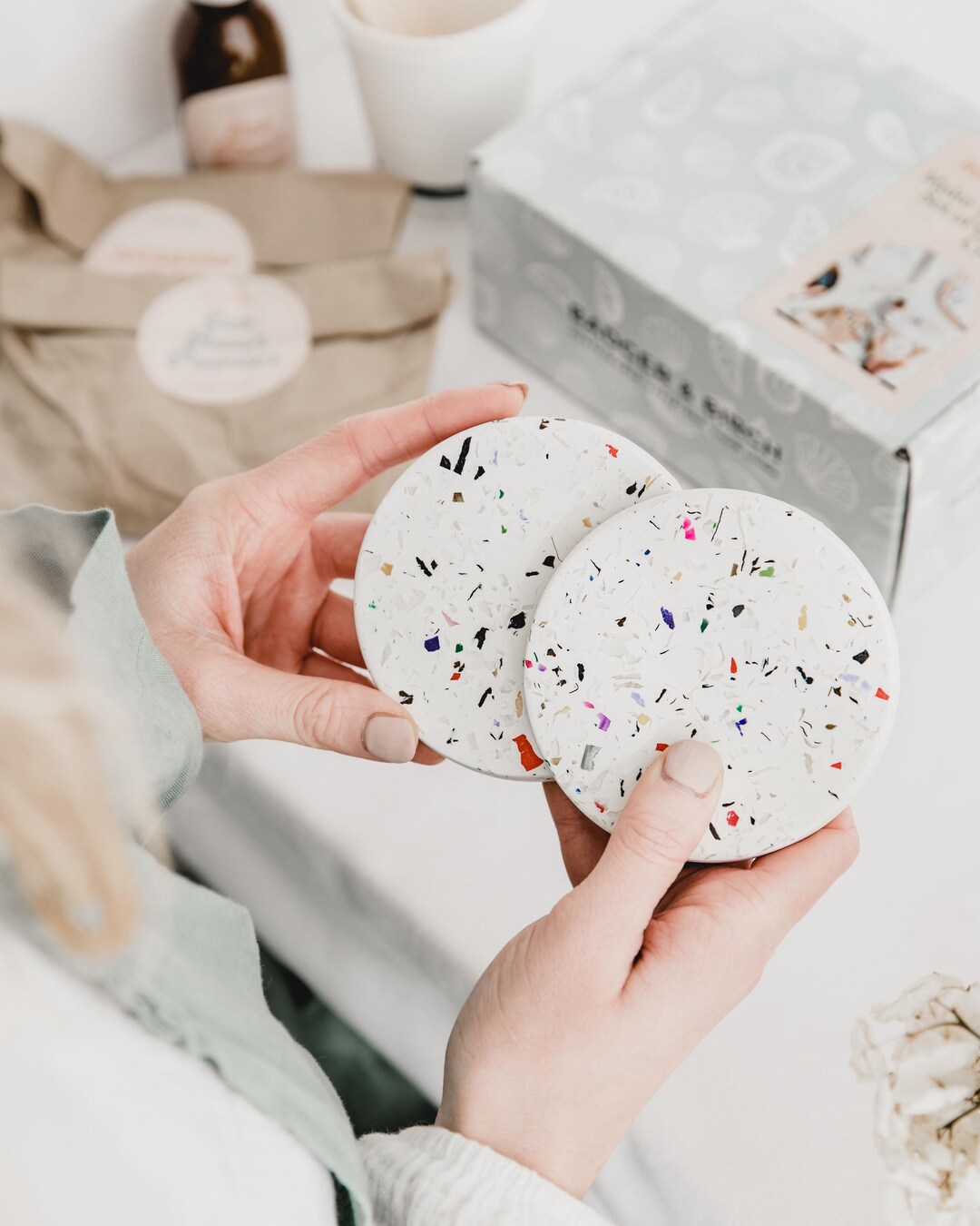 Terrazzo Recycled Plastic Coaster Making Kit, Craft Kit, DIY Coaster ...