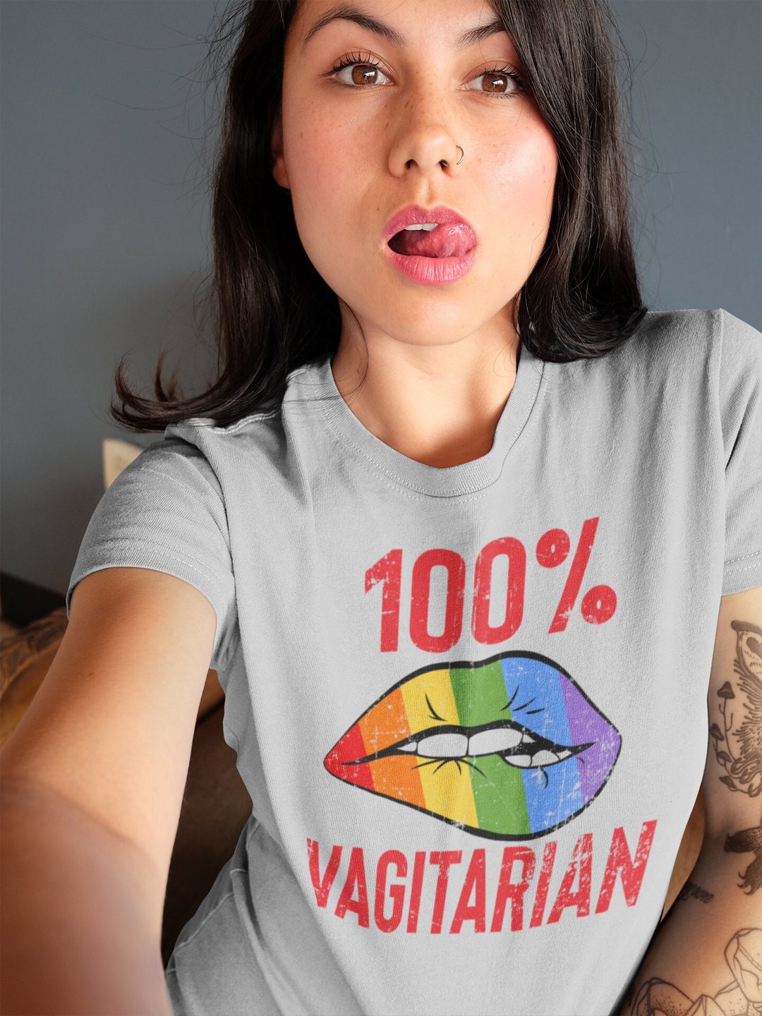 Rainbow Flag Lips Vagitarian / LGBTQ Pride / Gay Lesbian / Aesthetic ...
