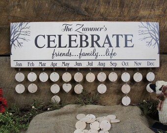 Family Birthday Calendars Monthly Calendar All Wood Board | Etsy